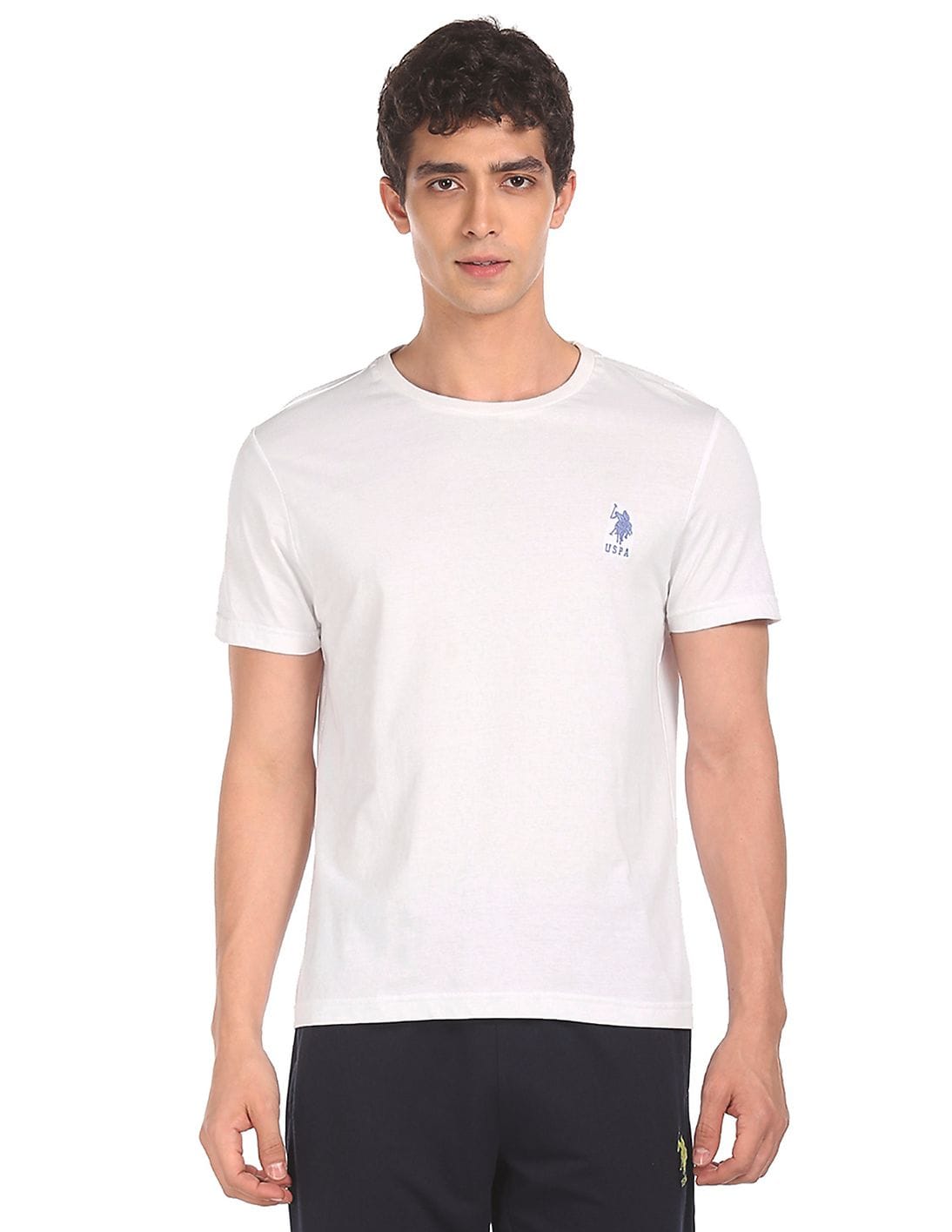 Buy USPA Innerwear Men White I633 Embroidered Logo Pure Cotton T-Shirt ...